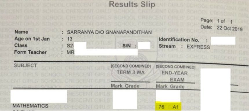 How Sarranya Achieved an A1 for her Secondary 2 Maths Final Exams ...