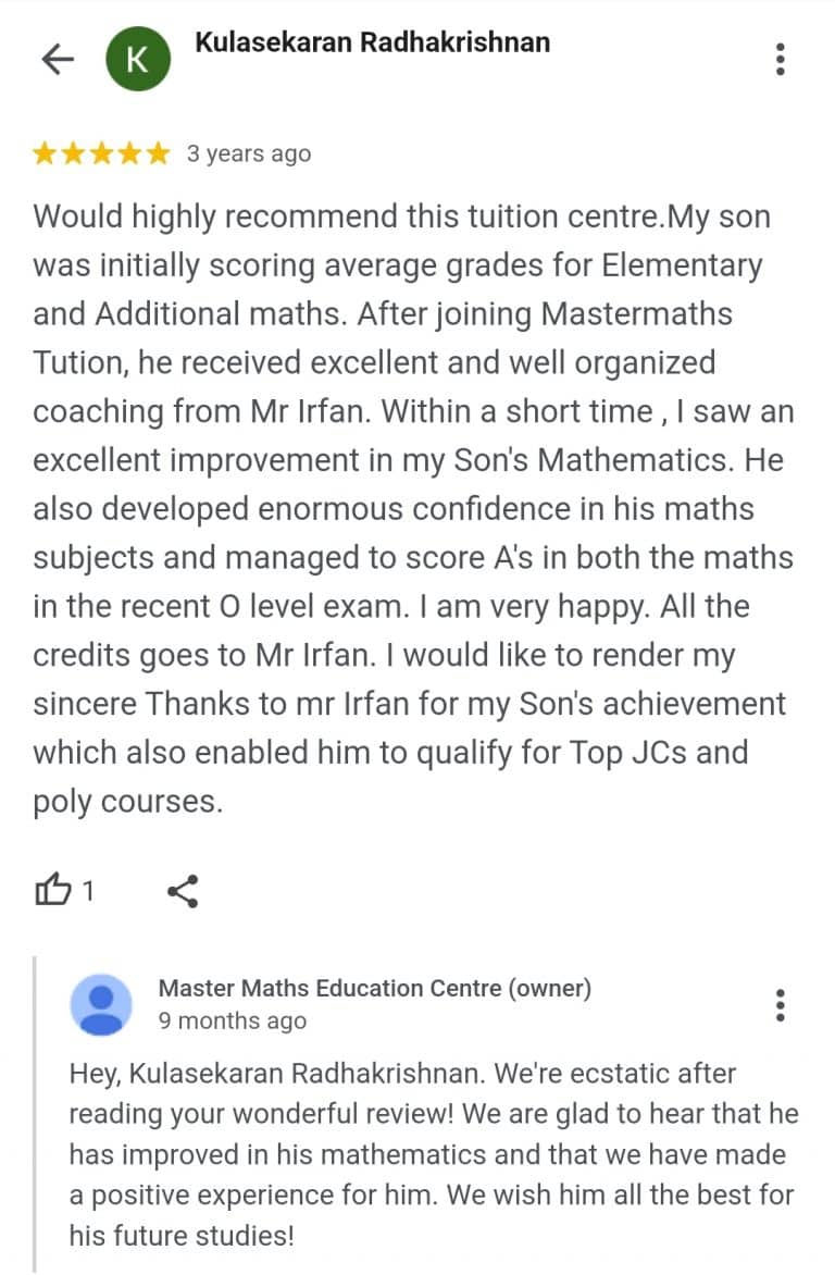 MasterMaths Coaching Program - Master Maths Education Centre (PSLE, 'N' to 'O' Levels)