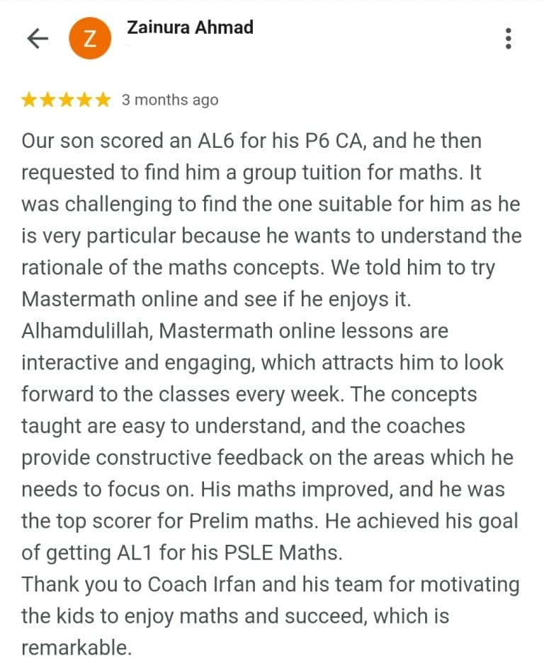 MasterMaths Coaching Program - Master Maths Education Centre (PSLE, 'N ...